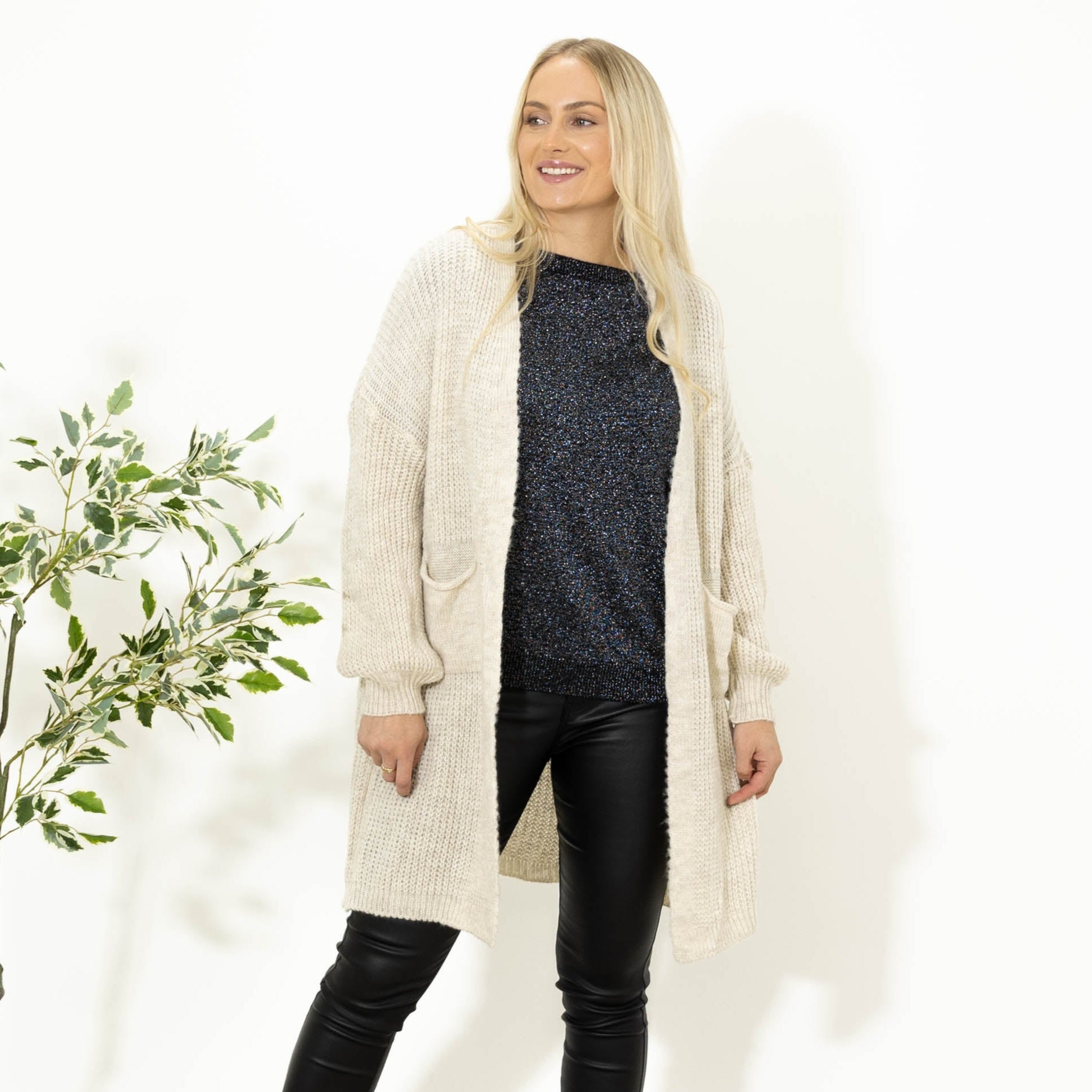 Katja strikcardigan, Beige